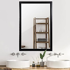 Oteymart Rectangular Wall Mirror 24" x 36" for Bathroom, Bedroom, Entryway, Living Room, Vanity, Black