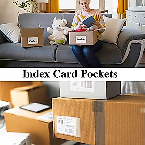 36 Pack Adhesive 3" x 5" Index Card Pockets with Top Open for Loading, Clear Plastic Labels Holders for Organizing, Storage Bins, Library Card, Totes, Shelves