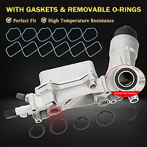 Upgraded Aluminum Engine Oil Filter Housing with Oil Cooler Sensors and Gaskets Compatible with Dodge Charger Challenger Journey, Jeep Wrangler, Ram 1500 2500 3500, Chrysler 200 300 3.6L V6