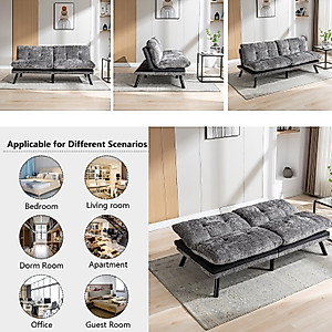 Futon Sofa Bed,Convertible Folding Futon Couch Breathable Small Couch for Compact Living Studio in Living Room and Bedroom,Offices,Dorm Loveseat (Grey)