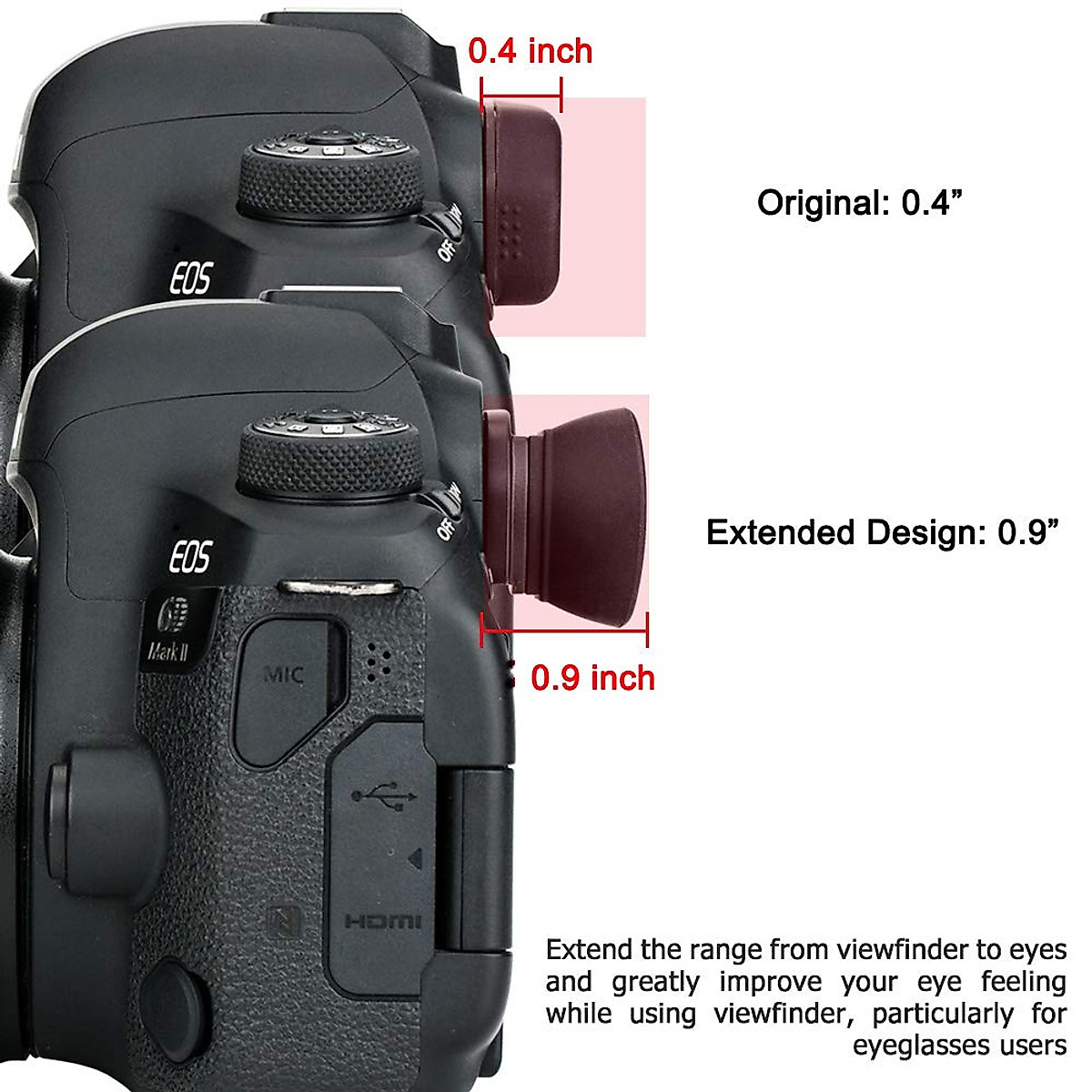 JJC Eb Ef Eyecup Eyepiece Eyeshade for Canon T7i T6s T6i T5i T4i T2i T1i SL1 T7 T6 T5 T3 5D Mark II 6D Mark II 90D 80D 77D 70D 60D 60Da Viewfinder Replace Canon Eb Ef Cup Soft Silicone Extended Design