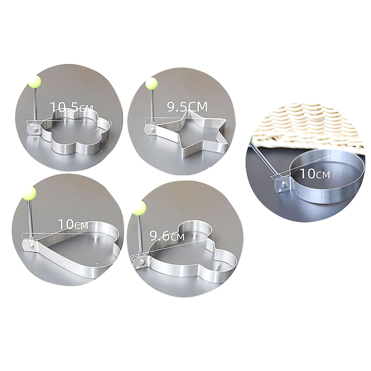 Stainless Steel Egg Molds, 5 Pack 3.5 Inch Different Shape Silver Egg Ring Molds for Cooking and Griddle of Egg, Flapjack, and Bread and Chocolate (5)