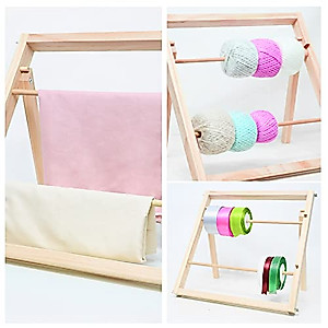 Wood Ribbon Storage Organizer - Ribbon Holder Organizer Rack for Craft Paper Roll - Christmas Gift Wrapping Ribbon Dispenser - 1 Pack Ribbon Organizer for Craft Room, 2 Placement Rods