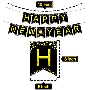 Happy New Year Hanging Swirl Decorations | Happy New Year Banner 2023 | New Years Hanging Decorations, No DIY | New Years Eve Party Supplies 2023 | Happy New Year Backdrop for Happy New Year 2023