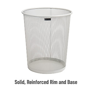 Mind Reader Mesh Trash Can, 16.65L (4.4 gal), Waste Paper Basket, Round, Office, Metal Mesh, 11.5" L x 11.5" W x 13.75" H, White