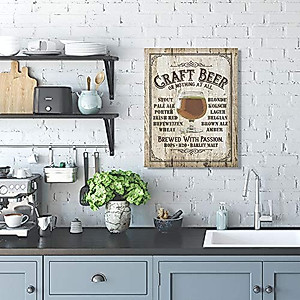 Stupell Industries Craft Beer Sign Bar Room Wooden Texture, Design by Artist Retrorocket Studio Wall Art, 24 x 30, Canvas