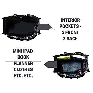 Pursetti Utility Tote (Medium, Black Daisy)