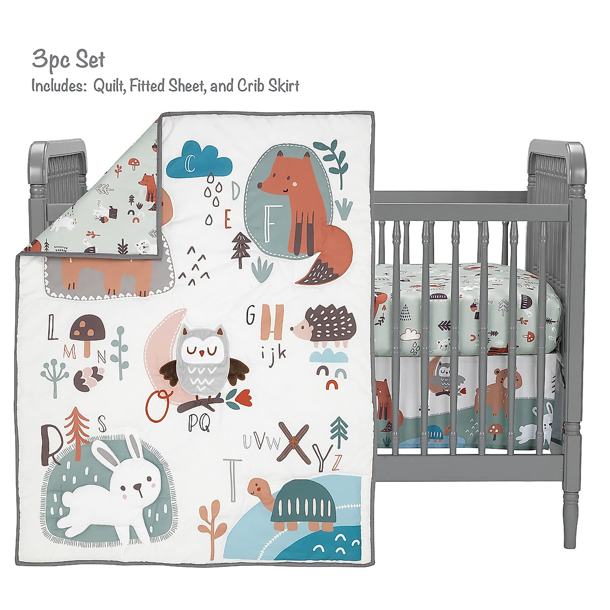 Bedtime Originals Animal Alphabet 3-Piece Infant Nursery Baby Crib Bedding Set