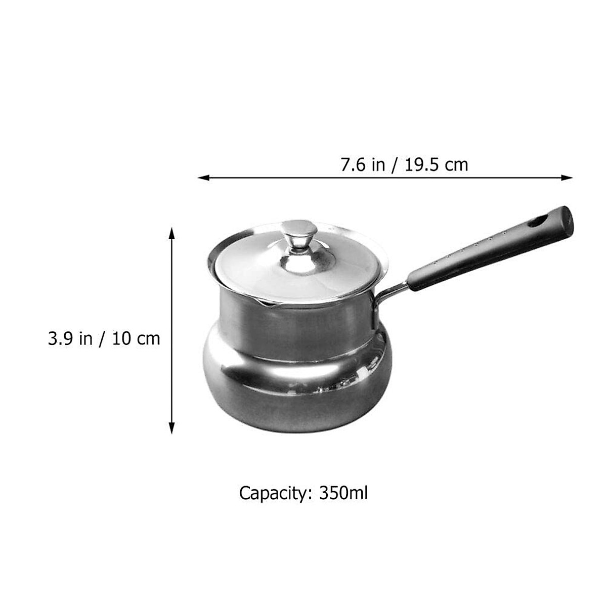 CALLARON Stainless Steel Sauce Pan Cooking Pot with Lid Handle Milk Warmer Pot Butter Melting Pot for Stove Top Chocolate Coffee Tea Soup Warming