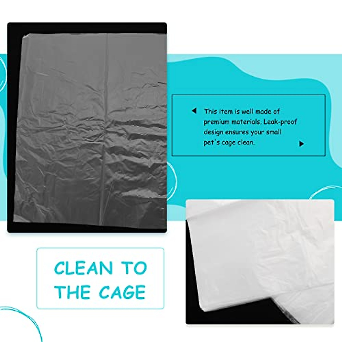 TEHAUX Disposable Rabbit Cage Liner, Plastic Bunny Cage Mat Film to Replace Diapers Suitable for Most Rabbit, Hamster, Guinea Pigs& All Small Animals- 100 PCS Universal Toilet Film- Size S