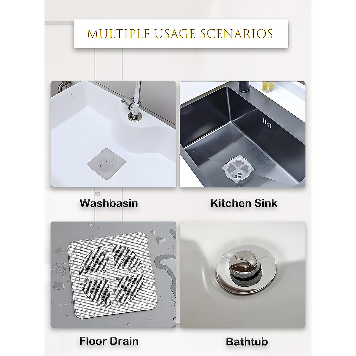 30PCS Pack 4" X 4" Disposable Shower Drain Hair Catcher, Floor Drain Sticker, Bathroom,Bathtub,Sink, Kitchen,Drain Mesh Cover,Drain Mesh Strainer