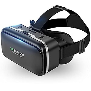 VR SHINECON VR Headset Glasses[Blu-ray] High-end Version of The Removable 3D Virtual Reality Helmet 4.7-6.8 inches for TV, Phone Movies,Education& Video Games Compatible iOS, Android