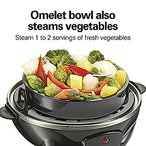 Hamilton Beach 3-in-1 Electric Hard Boiled Egg Cooker, Poacher & Omelet Maker, Holds 7, Black (25507)