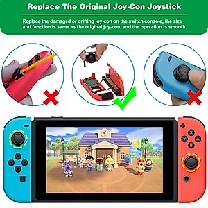[Upgraded Version] Joycon Joystick Replacement, 3D Joystick Analog Thumb Stick for Nintendo Switch Joycon Repair Kit Include Full Repair Tool Kit, 2 Alloy Lock Buckles, 2 Jon Con Joystick Replacement