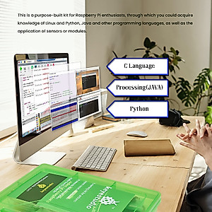 KEYESTUDIO Super Starter Kit for Raspberry Pi 4 3 3B/3B/B+, Tutorials C Language Python Java Code STEM Education Kit, Electronic Components GPIO Breakout Solderless Breadboard LCD Relay 5v Dot Matrix