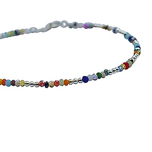 Handmade 925 Sterling Silver, Glass Beads Anklet for women, Length 9-10 inches, Adjustable Dainty Multi Color Beaded Bracelet, Beach Summer Jewelry, By MiYa Jewelry Creations