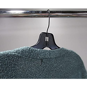 NAHANCO 2500BH Plastic Shirt/Dress Hangers with Black Swivel Hook, Heavy Weight, 17", Black (Pack of 100)