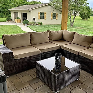 TECOSARA Patio Cushion Covers for 5 Pcs Patio Furniture Sets, 10 Covers Outdoor Cushion Covers for Seat and Back, Water Repellent Outside Cushion Covers Taupe