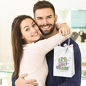 Moretoes 25pcs White Gift Bags 5.25x3.2x8 Inches Small Kraft Paper Bags with Handles Bulk, Retail Bags for Small Business, Shopping Bags, Birthday Wedding Party Favor Bags, Merchandise Bags