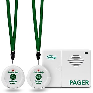 Smart Caregiver Two Call Buttons & Wireless Caregiver Pager for Fall Prevention and Elderly Assistance | Caregiver Call Button with Wearable Lanyard | Nurse Call Alert System with Up to 300' Range