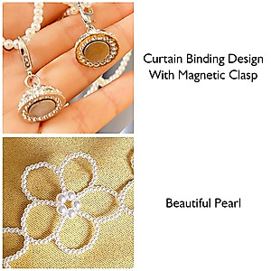 WAYUTO 2 Pack Magnetic Curtain Tiebacks Pearl White Floral Tie Backs for Curtains Drapes Window Flower Curtain Buckle Strap Fancy Cute Creative Elegant for Home Office Bedroom Decorative