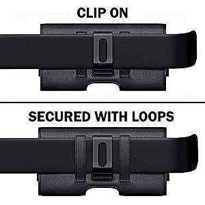 PiTau Holster for iPhone SE, iPhone 8, 7, 6s, 6, Premium Cell Phone Belt Holder Case with Belt Clip Loops ID Card Storage Carrying Pouch Cover (Fits Apple Phone with Otterbox Commuter Case on) Black