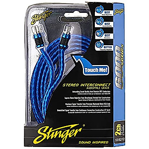 Stinger SI6212 12-Foot 2-Channel 6000 Series Audiophile Grade RCA Interconnect Cable,BLUE