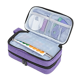LUXJA Essential Oil Carrying Case - Holds 12 Bottles (5ml-15ml, Also Fits for Roller Bottles), Portable Double-Layer Organizer for Essential Oil and Accessories, Purple