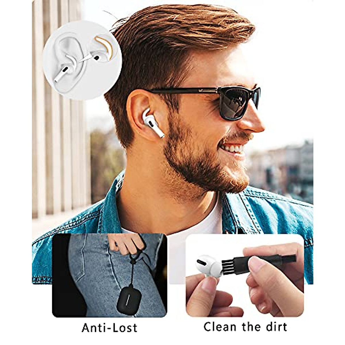 for Airpods Pro Case Accessories Set,12 in 1 Silicone for Airpod Pro Accessory Kit,Protective Cover for Airpods Pro Charging Case w/Keychain/Ear Cover/Ear Hook/Watch Band Holder/Strap/Ring/Box