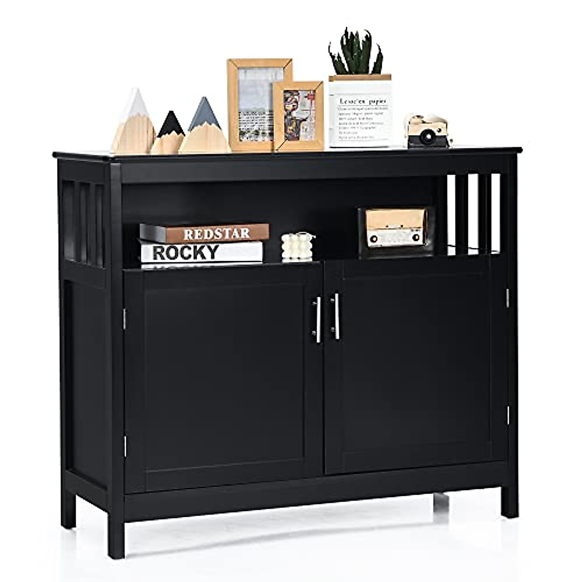 LOKO Buffet Cabinet with Storage, Bar Cabinet with Five-Position Adjustable Shelf, Wine Cabinet Sideboard Console Table, 40 x 16 x 34 inches (Black)