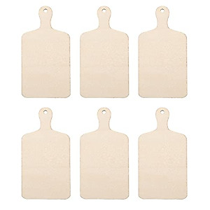 Operitacx 6Pcs Mini Wooden Cutting Board Craft with Handle Wooden Chopping Board Small Serving Board Rustic Paddle Kitchen Board Cooking Butcher Block for Home Kitchen Decor 4.5x2.36inch