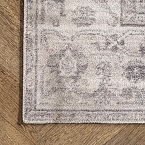 nuLOOM Brielle Machine Washable Vintage Medallion Runner Rug, 2' 6" x 8', Grey