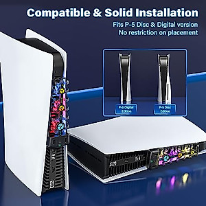 Cooling Fan for PS5,Cooler Fan with 3 Adjustable Quiet Cooling Fans and RGB Light for PS5 Cooling System Efficient Accessories Cooler Fan with 2.0 USB HUB for PlayStation 5 Disc and Digital Edition