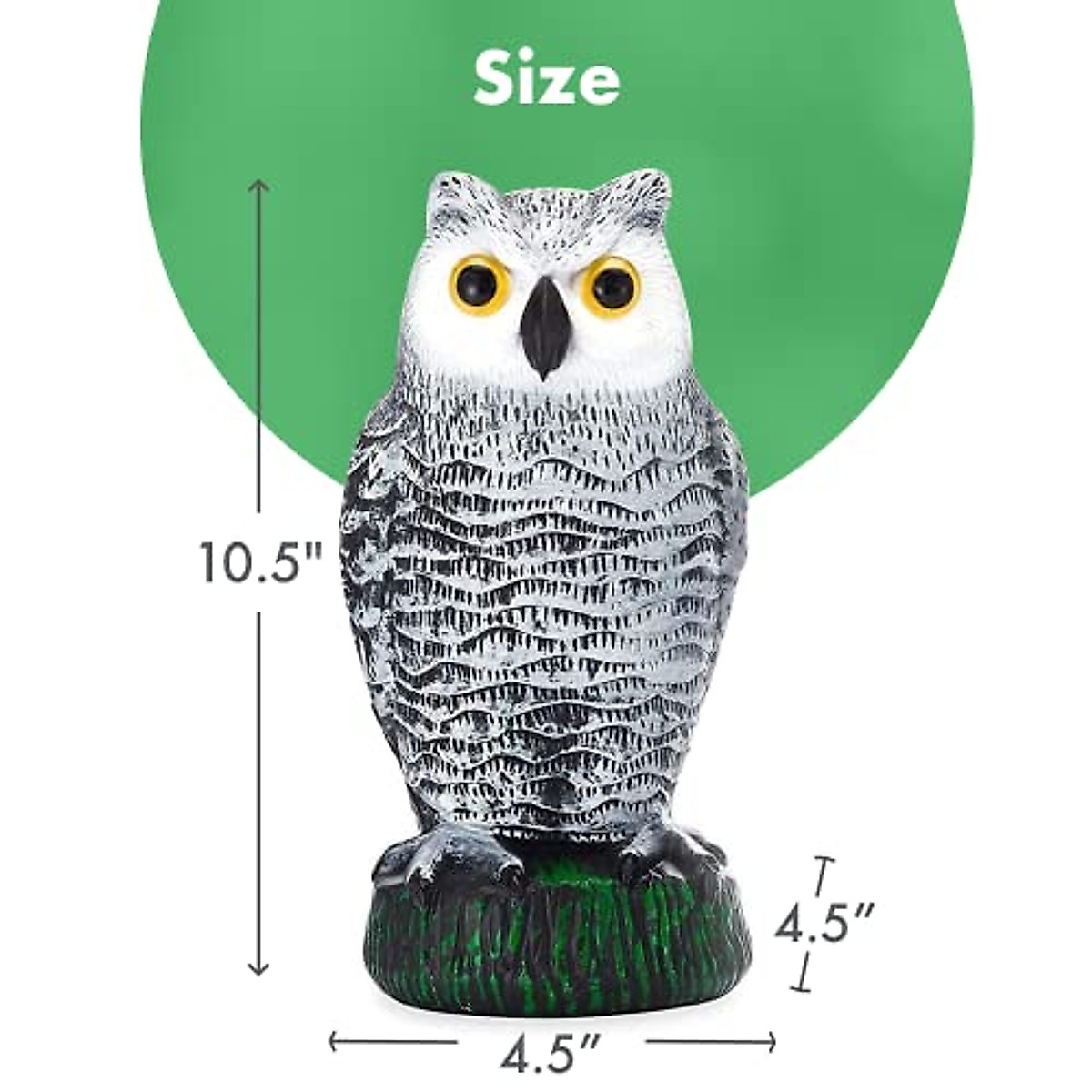 Horned Fake Owl and Bird - 10.5" Plastic Owls to Scare Birds Away - Effective Bird Devices - Scarecrow for Garden - Bird Devices Outdoor, Keep Birds Away