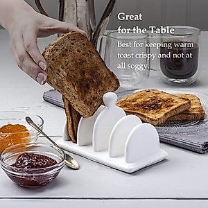 WM Bartleet & Sons 1750 Traditional Porcelain 4 Slot Toast Rack with Carry Handle/Knob– White