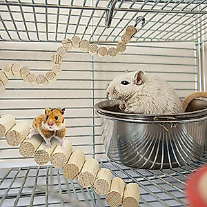 Wooden Pet Ladder Bridge 2 Pieces Soft Animal Bridge Toy Bendable Cage Habitat Toy for Hamster Mouse Chipmunk and Other Small Animals