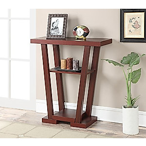 Convenience Concepts Newport V Console Table 31.5" - Modern Sofa Table with Storage Shelves, Narrow Entryway Hall Table for Living Room, Mahogany