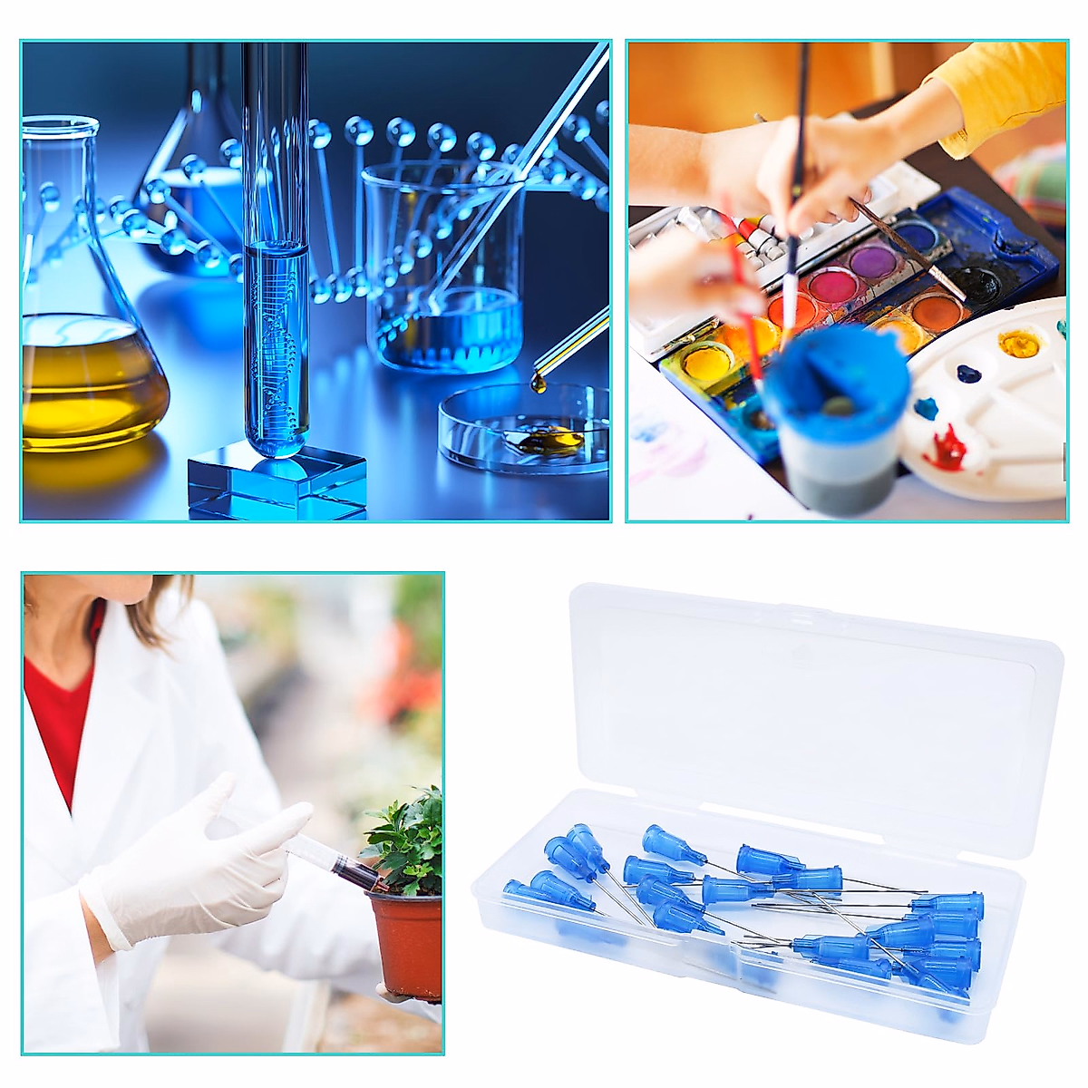 Zorveiio 20 Pack 22Ga 1.5 Inch Blunt Tip Dispensing Neddle,Blue Plastic Syringe Blunt Tip Neddle,Tapered Luer Lock Dispensing Needles for Industrial Use