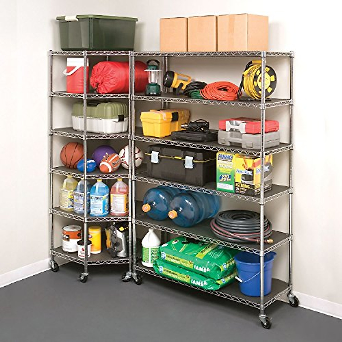 Heavy Duty Steel 6-Tier Corner Restaurant Shelf Commercial Food Storage, NSF Approved