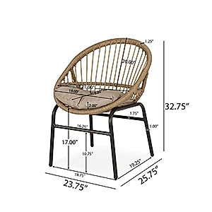 Christopher Knight Home Coniston Dining Set, Light Brown + Beige + Black