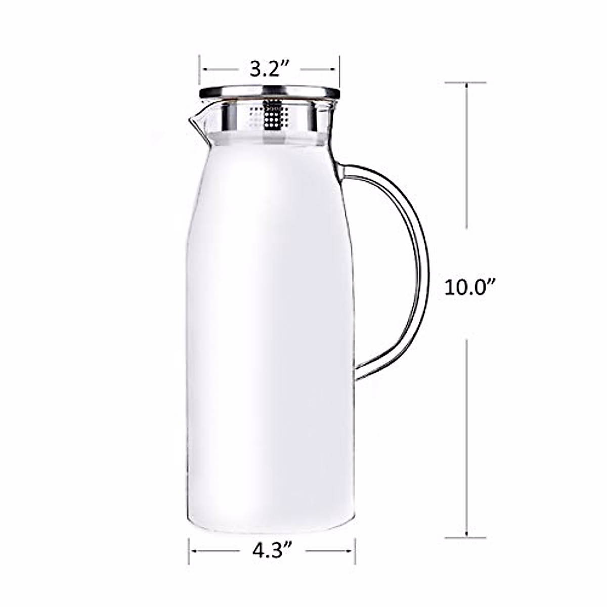Artcome 60 Ounces Glass Iced Tea Pitcher with Stainless Steel Strainer Lid, Hot/Cold Water Jug, Juice Beverage Carafe