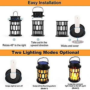 DONLINE Solar Lanterns Outdoor Waterproof Flickering Flame Hanging Solar Lantern Camping Solar Powered Lights Decorative Lights for Halloween Decorations Home Garden Patio Deck Yard Path, 2 Pack