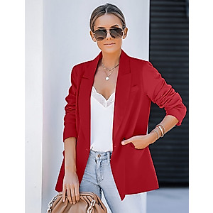 luvamia Women Casual Long Sleeve Lapel Oversized Work Blazer Boyfriend Jacket True Red Blazer for Women Plus Size Blazer Womens Casual Blazer Size X-Large Fits Size 16 / Size 18