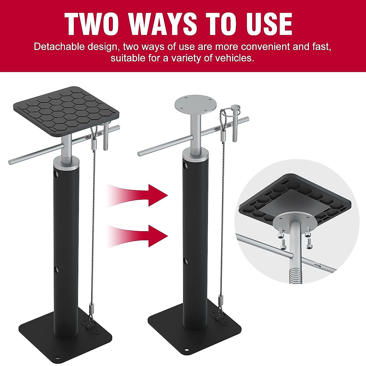 2pcs Heavy Duty RV Slide Out Support Jacks Adjusts from 20" to 42", 5000lb Capacity with Flat Bottom Slide-Outs for RV, Camper and Travel Trailer. (20" to 42")