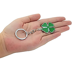 iJDMTOY Chrome Finish The Lucky Quadrifoglio Four Leaf Clover Cloverleaf Key Chain Ring Keychain