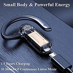 Uigsas Bluetooth Headset Wireless Bluetooth Earpiece Single Ear Voice Control Answer Earphones for Cell Phone Computer Laptop Driver Trucker