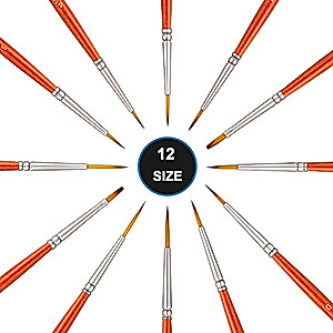 Fine Detail Brushes for Miniatures - 12 Pieces Model Paint Brushes for Acrylic, Watercolor - Airplane Kits, Ceramic, Plastic Model, Warhammer 40k