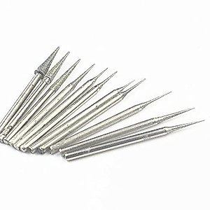 CAMAQUI 2.35mm Shank Tapered Head Diamond Grinding Burr Drill Bits Sets for Dremel Rotary Tools