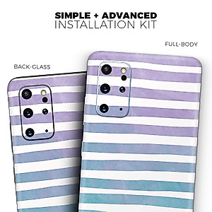 DesignSkinz Purple to Green Watercolor Ombre Stripes Protective Vinyl Decal Wrap Skin Cover Compatible with The Samsung Galaxy S20 (Screen Trim & Back Glass Skin)