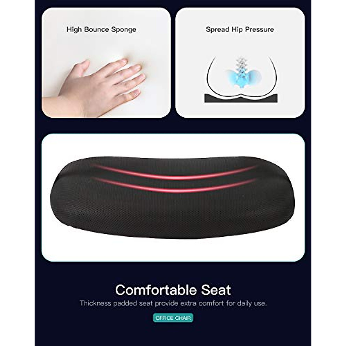 Office Chair Ergonomic Desk Chair Mid Back Computer Chair with Lumbar Support Armrests Breathable Mesh Height Adjustable Chair Rolling Swivel Chairs for Home Office,Black